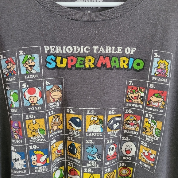 Nintendo | Shirts | Super Mario 3xl Periodic Table Of Super Mario Gray ...